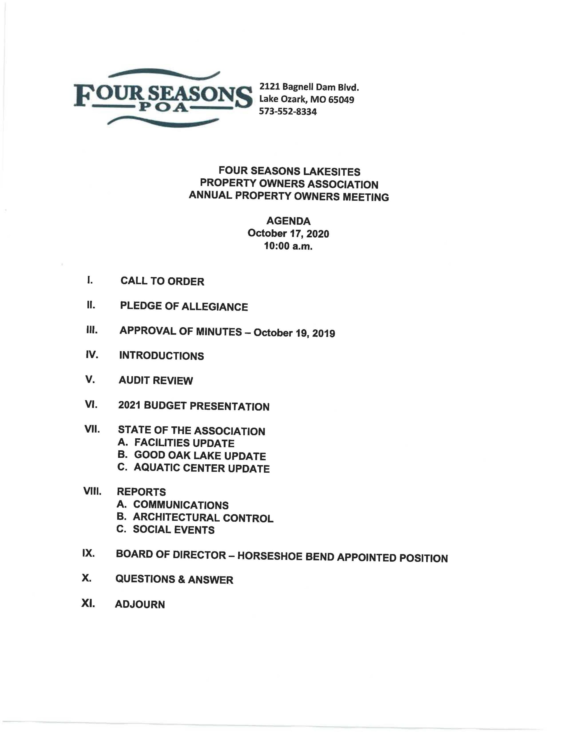 Annual Owners Meetings | Four Seasons POA